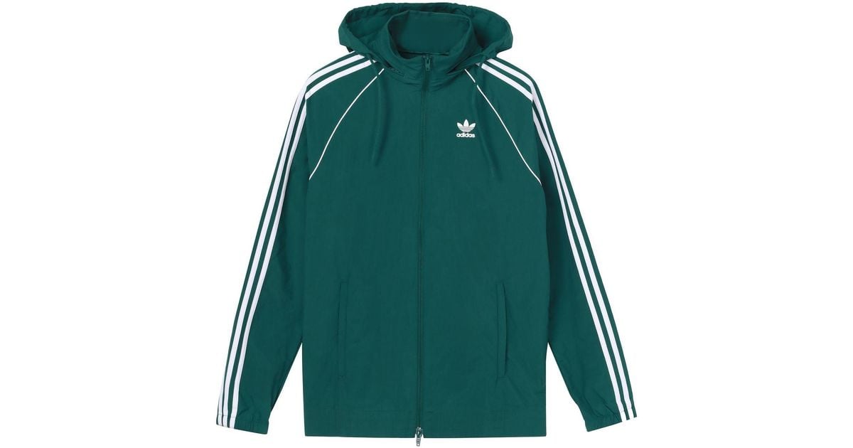 adidas Originals Logo Colorblock Stripe Sports Jacket in Green for Men ...