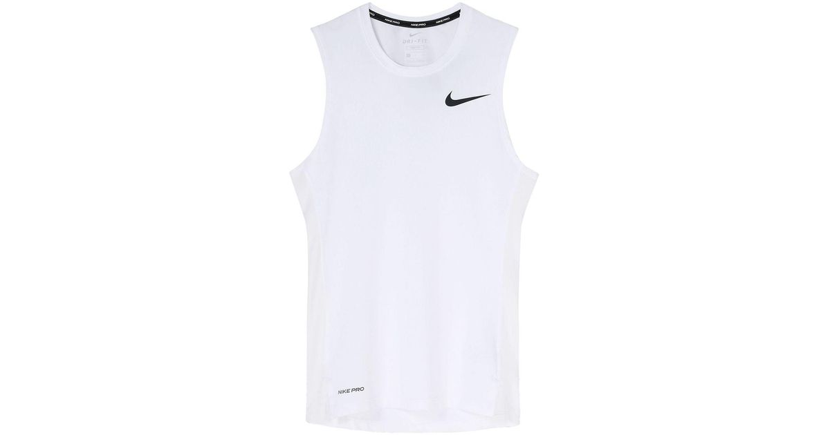 Nike Pro Logo Training Tight Vest in White for Men | Lyst