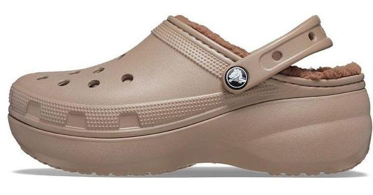 Crocs™ (Wmns) Classic Platform Lined Clogs 'Mushroom' in Brown | Lyst