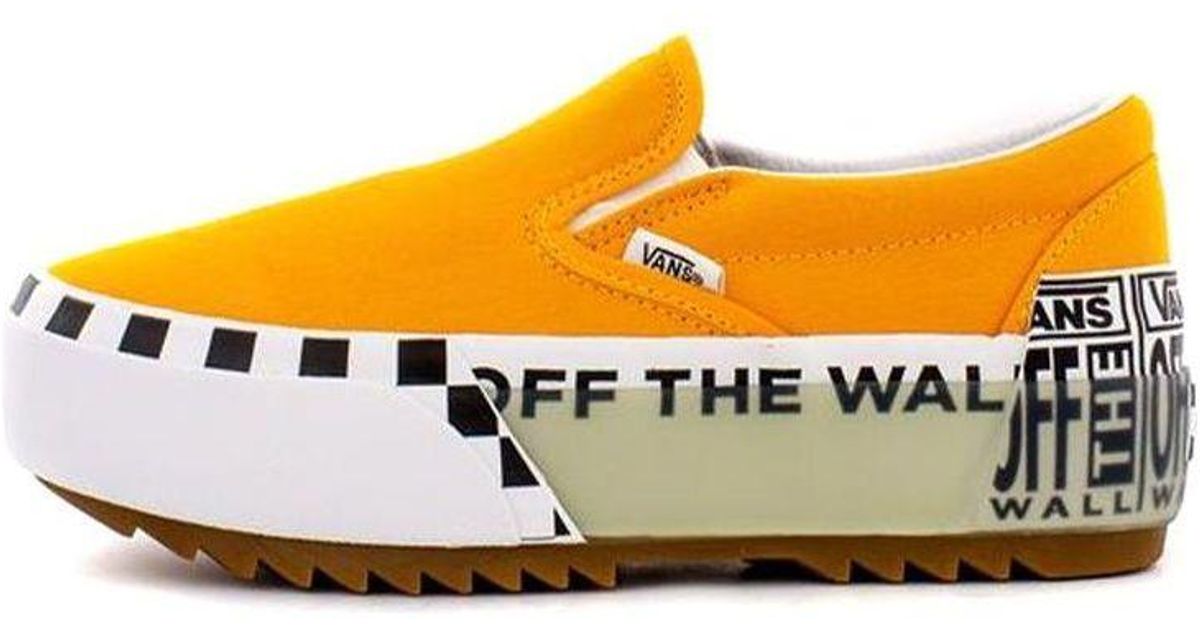 Vans Classic Slip-On Stacked 'Logo Stack in Yellow for Men | Lyst UK