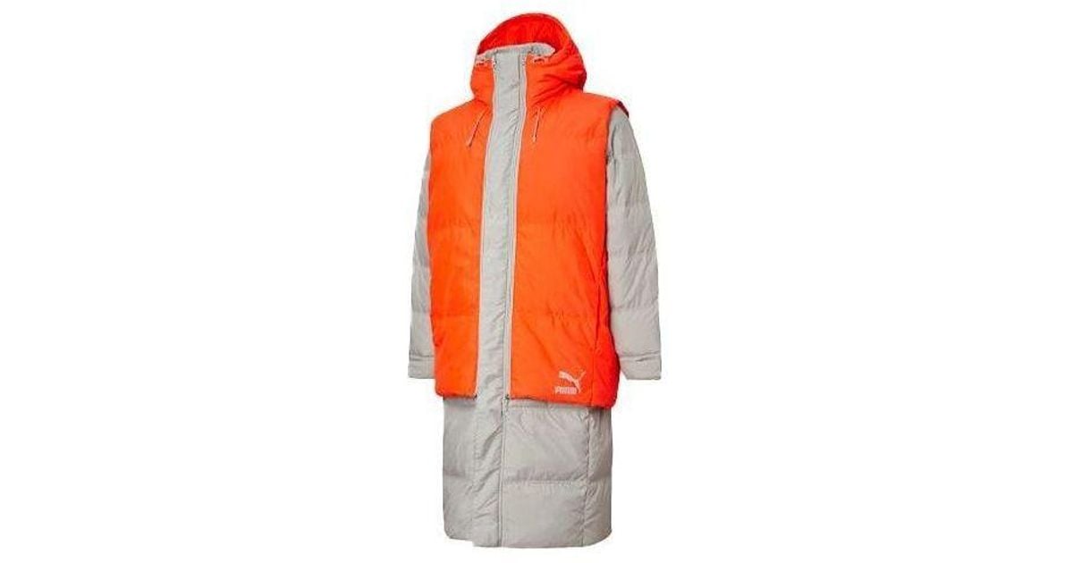 PUMA Layer Down Jacket in Orange for Men | Lyst
