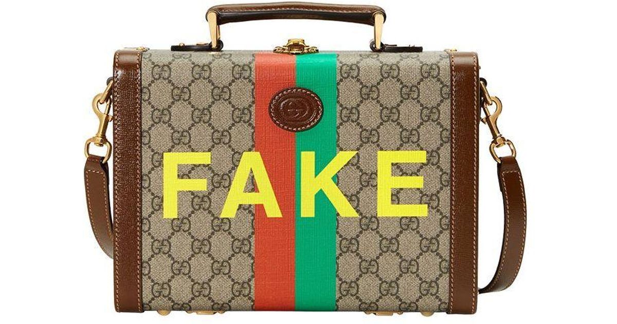 Gucci Fake Not Series Alphabet Stripe Printing Logo Leather Logo Canvas ...
