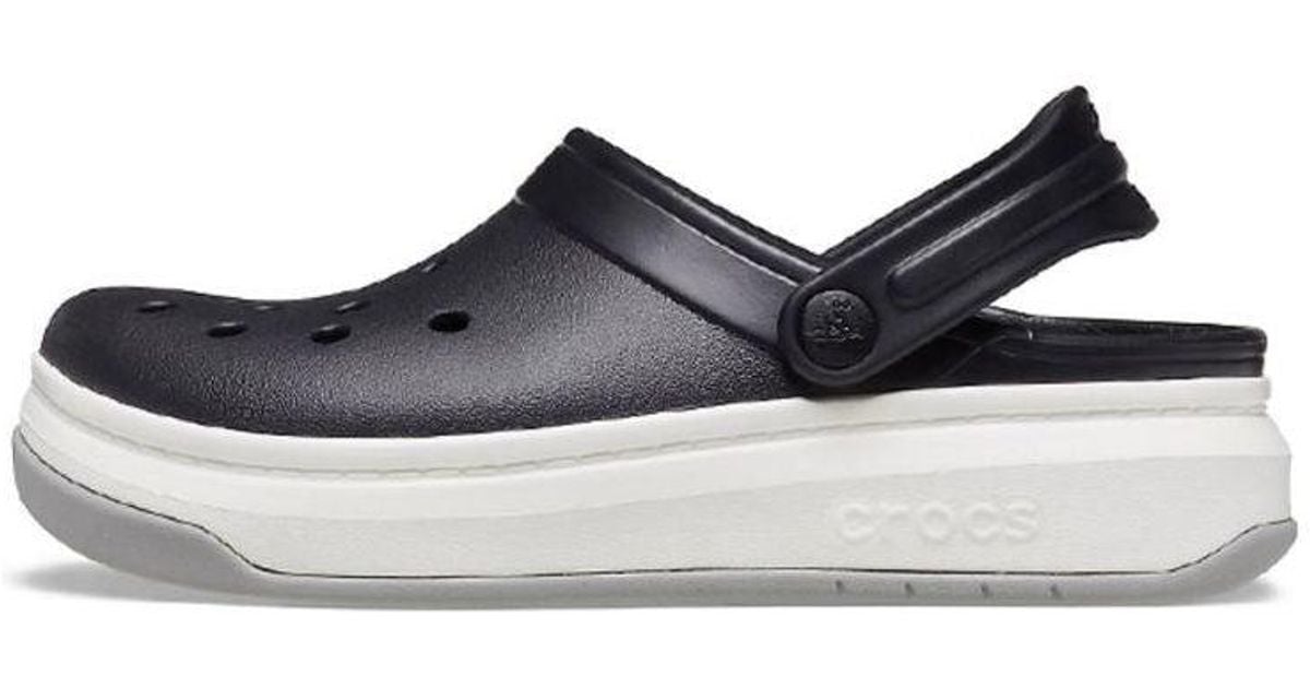 Crocs™ Band Full Force Thick Sole Sandals Black White in Blue | Lyst