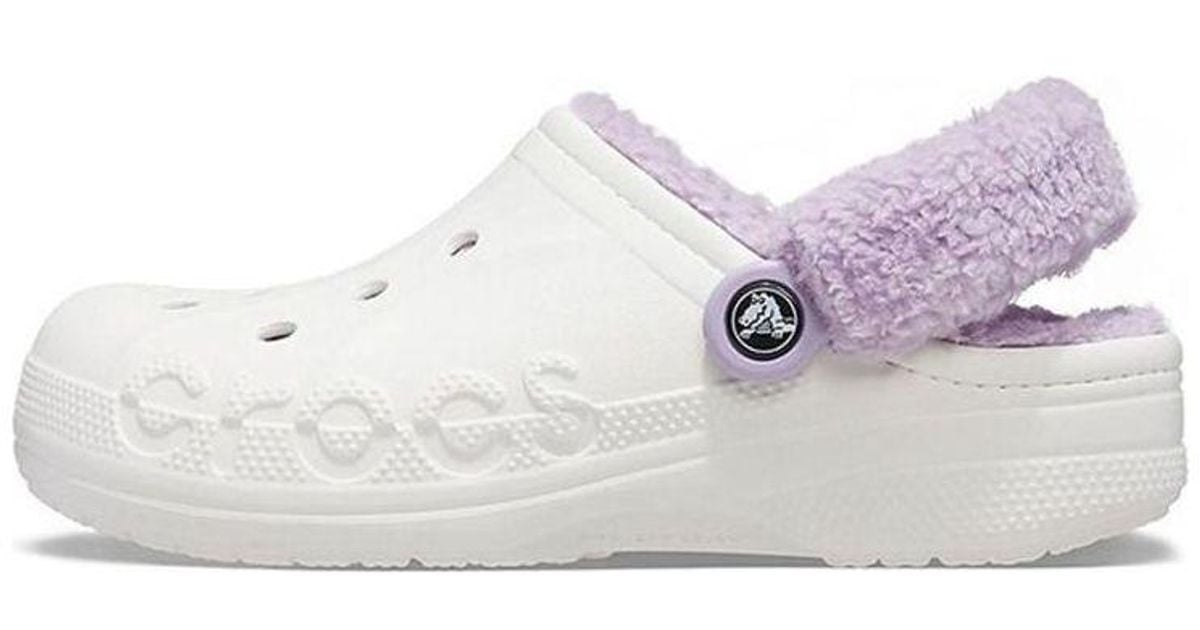 Crocs™ Classic Baya Lined Fuzz-Strap Clog Lila' in White | Lyst UK