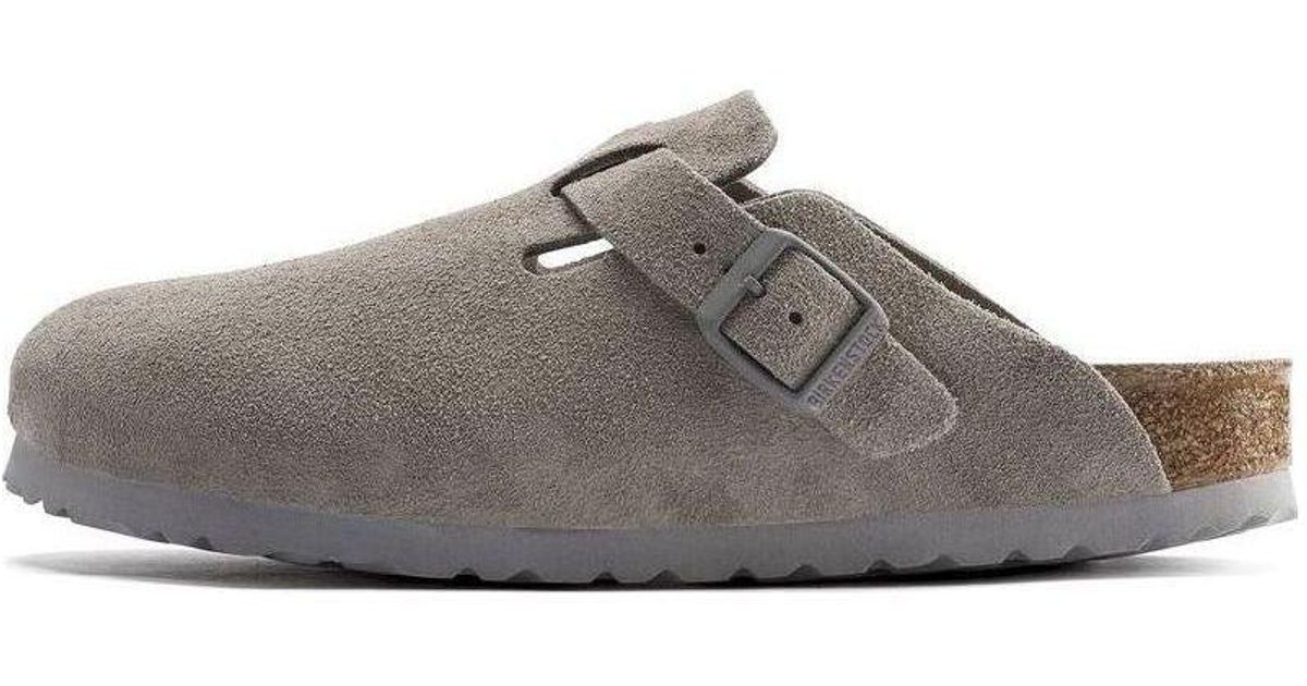 Birkenstock Boston Soft Footbed Regular 'Suede Stone Coin' in Grey for ...