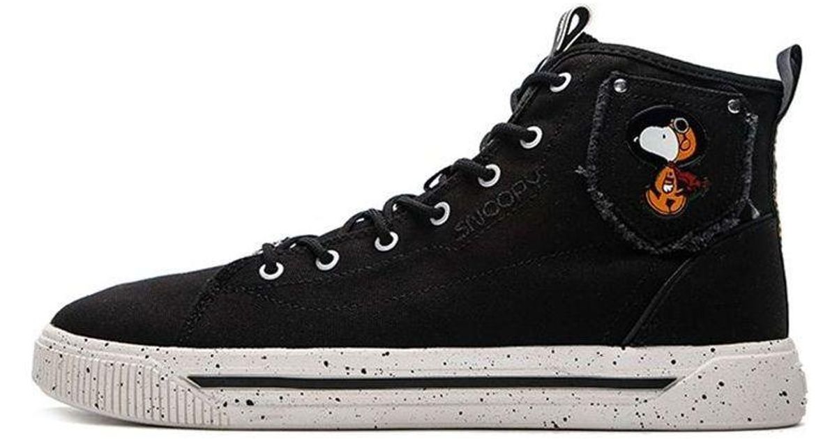Anta X Snoopy High Top Canvas Shoes in Black for Men | Lyst