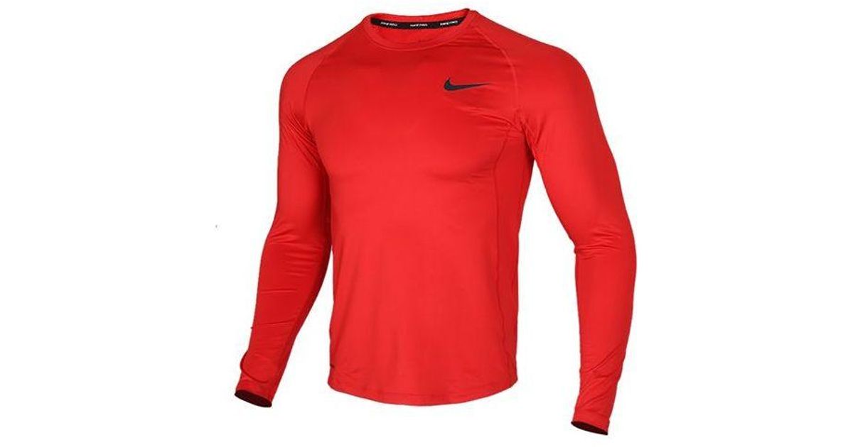 Nike Pro Slim Fit Version Long Sleeves Training Tops in Red for Men | Lyst