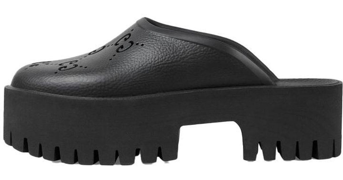 Gucci (Wmns) Platform Perforated G Sandal Rubber' in Black | Lyst