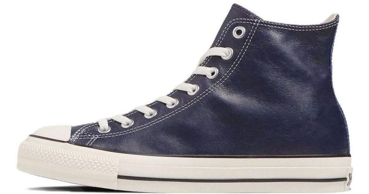 Converse All Star Leather High Top in Blue | Lyst