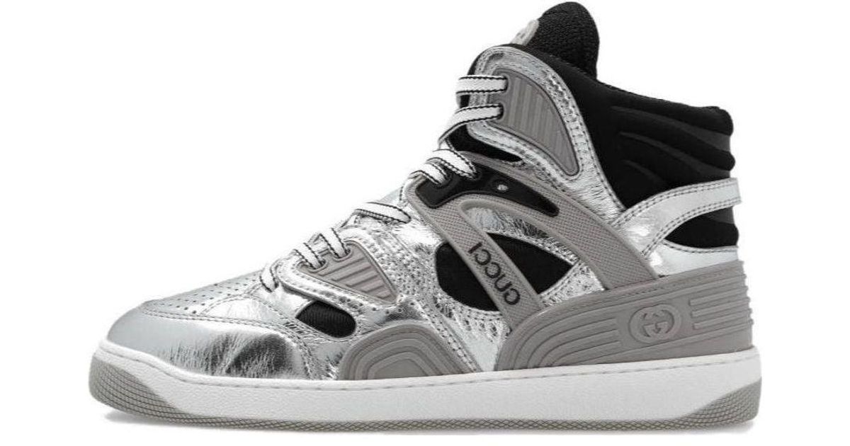 Gucci Basket High Leather Sneaker in Metallic for Men | Lyst