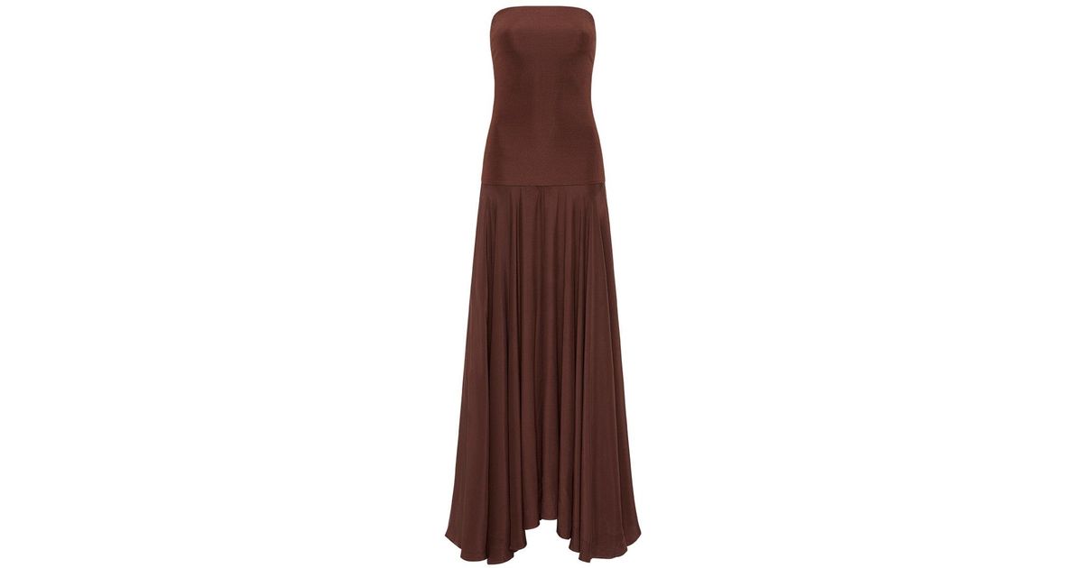 Esse Studios Illi Strapless Maxi Dress in Brown | Lyst