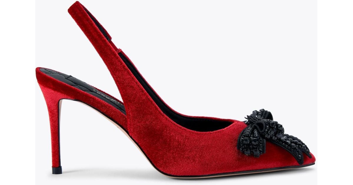 Kurt Geiger Kurt Geiger Heels Court Heel Velvet Belgravia in Red | Lyst UK