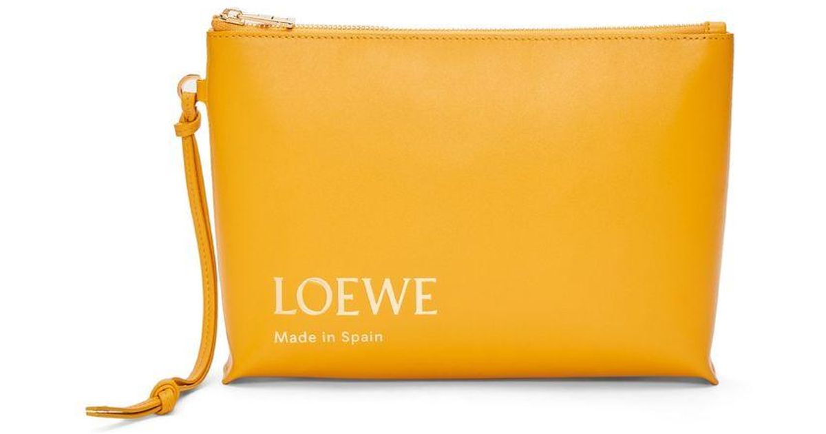 Loewe Mini Embossed T-Pouch Handbag in Orange | Lyst