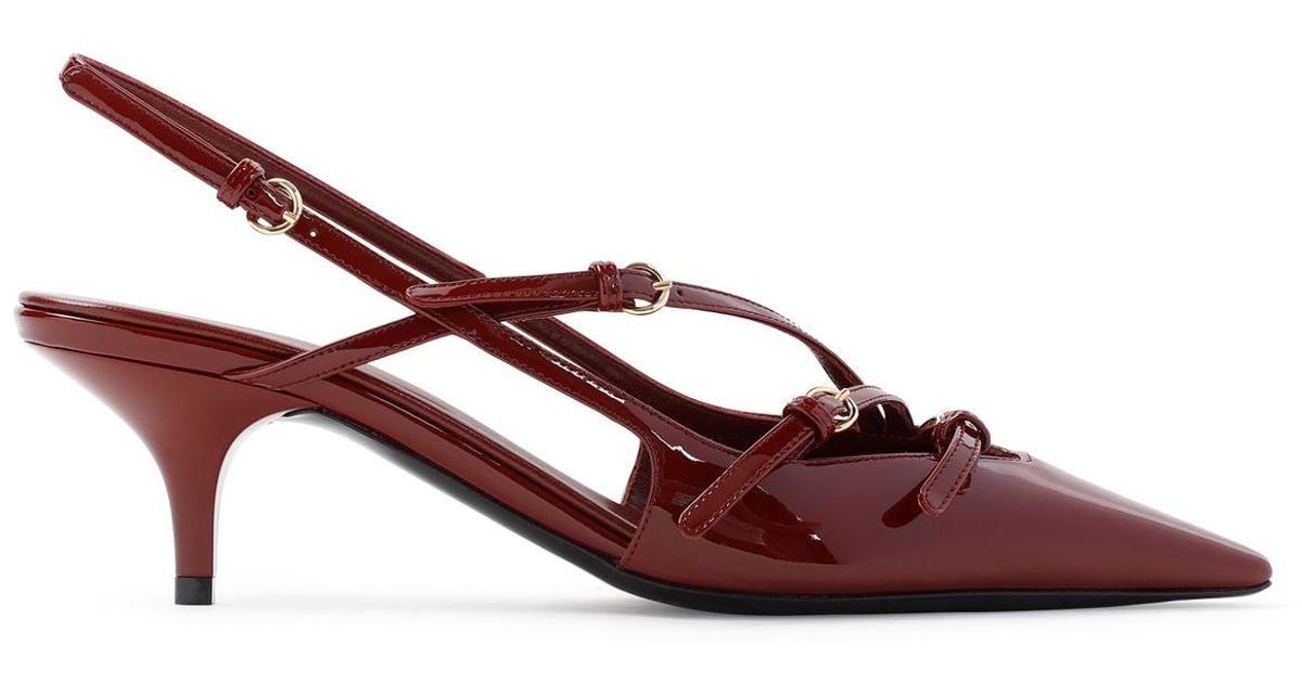 Miu Miu Sleek Patent Leather Mini Pumps With 2-Inch Heel in Red | Lyst