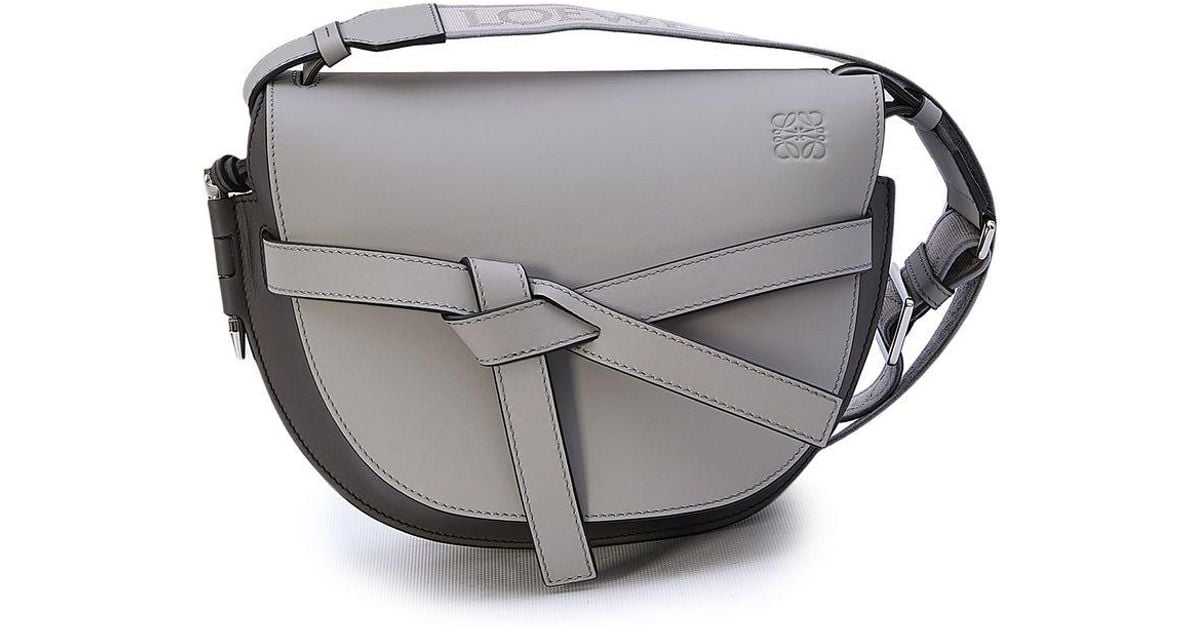 Loewe Small Gate Bicolor Leather Crossbody Bag in Gray | Lyst