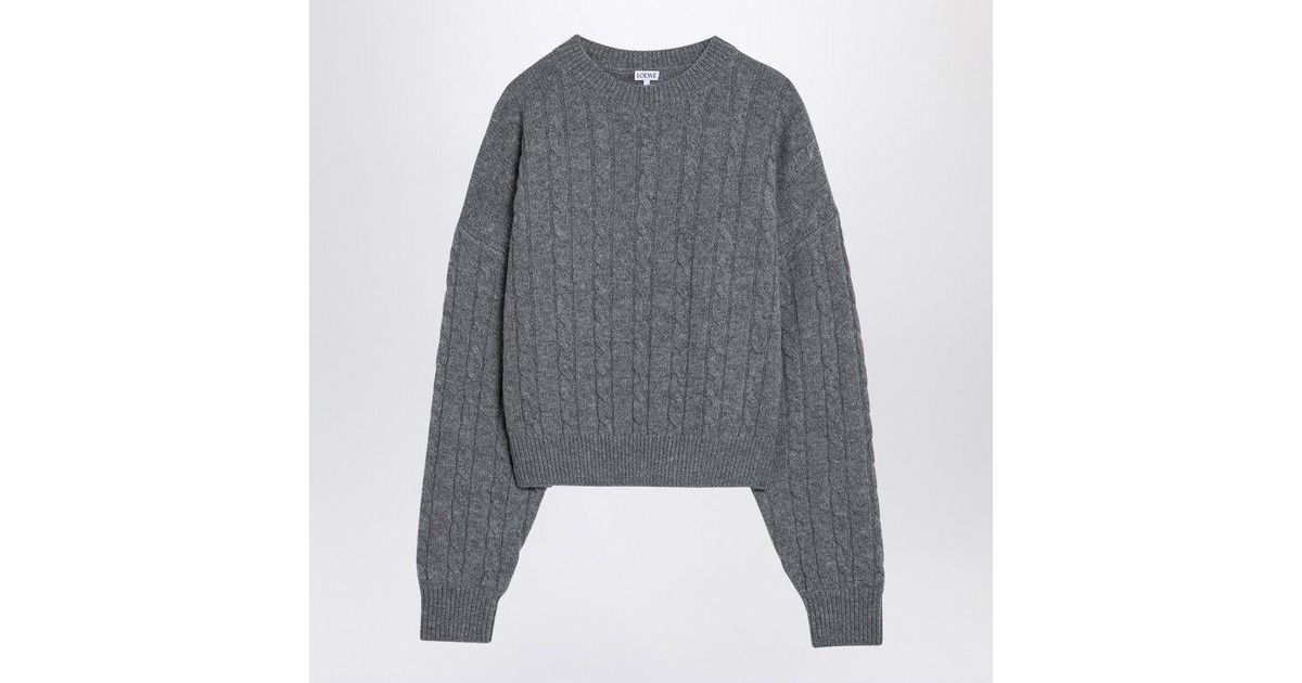 Loewe Elegant Cable-Knit Wool Sweater in Gray | Lyst