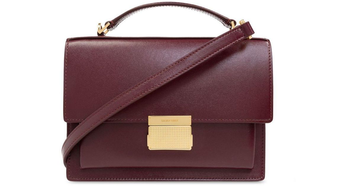 Golden Goose Leather Top-Handle Tote with Flap Closure in Purple | Lyst