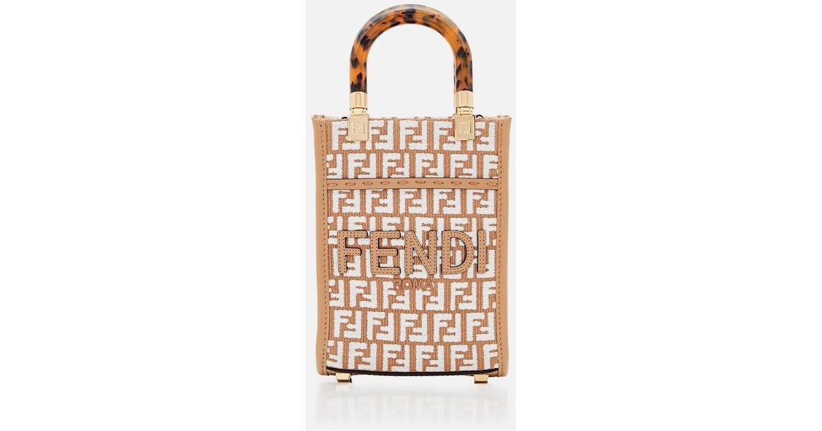 Fendi Mini Sunshine Shopper Handbag in White | Lyst