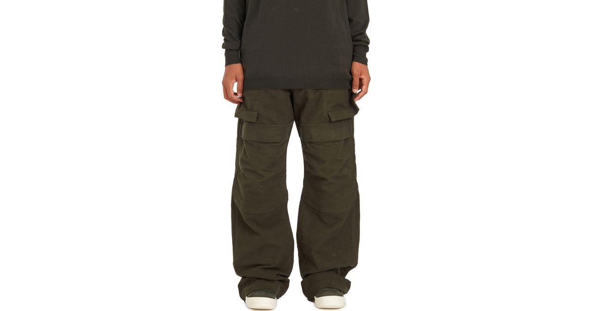 Rick Owens Urban Forest Cargo Pants With Wide Fit & Low Crotch in Green ...