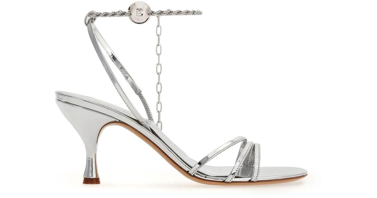 Ferragamo Chain Strap Sandals With Leather Footbed in White | Lyst