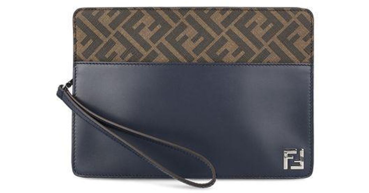 Fendi Compact Clutch Pouch in Gray for Men | Lyst