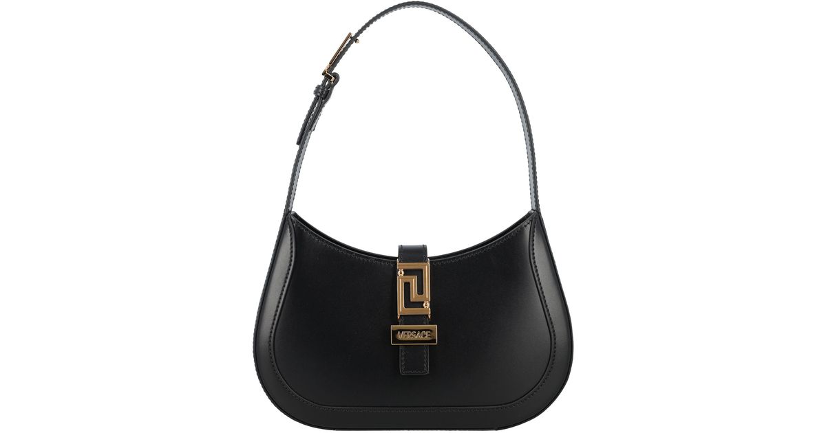 Versace Greek Goddess Small Hobo Chic Leather Handbag in Black | Lyst