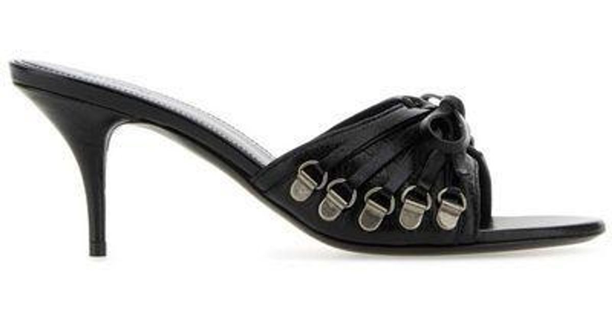 Balenciaga Chic Leather Cagole Sandals With 70Mm Heel in Black | Lyst