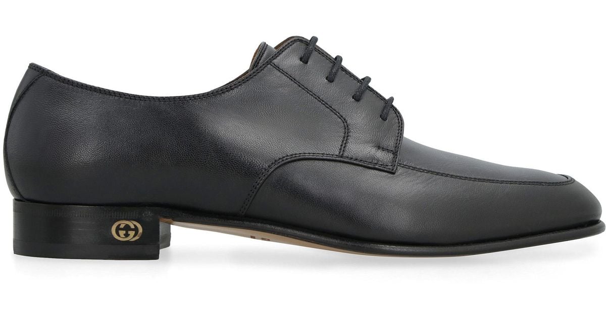 Gucci Leather Lace-Up Shoes For in Black for Men | Lyst