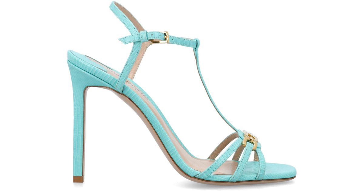 Tom Ford Acqua Sky Stamped Lizard Leather Whitney Sandal For in Blue | Lyst