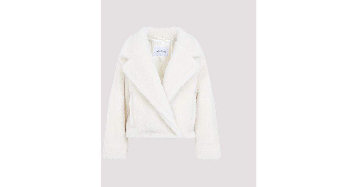 Max Mara Teddy Short Biker Jacket in White for Men | Lyst