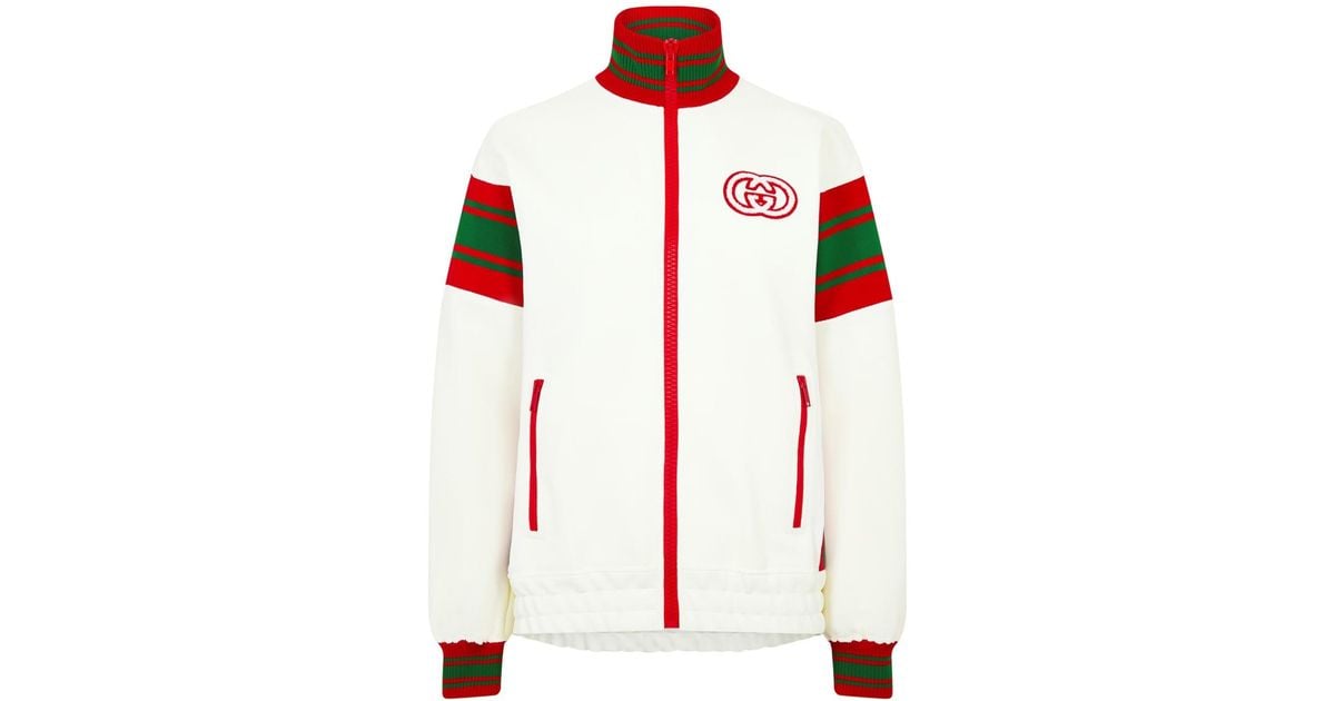 Gucci Logo Zip-Up Track Jacket in White | Lyst