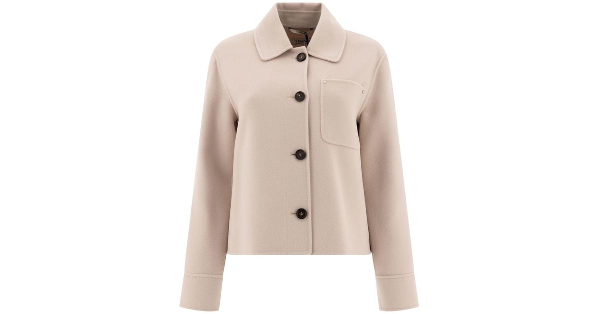 Max Mara Regular Fit Wool Short Jacket in Natural | Lyst