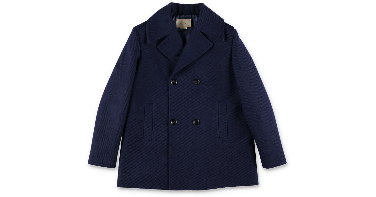 Gucci Mini Caban Jacket For Boys in Blue | Lyst