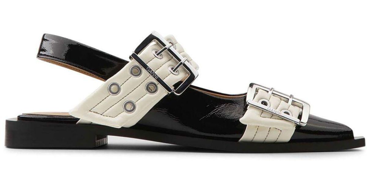 Ganni Bicolor Ballerina Flats in White | Lyst