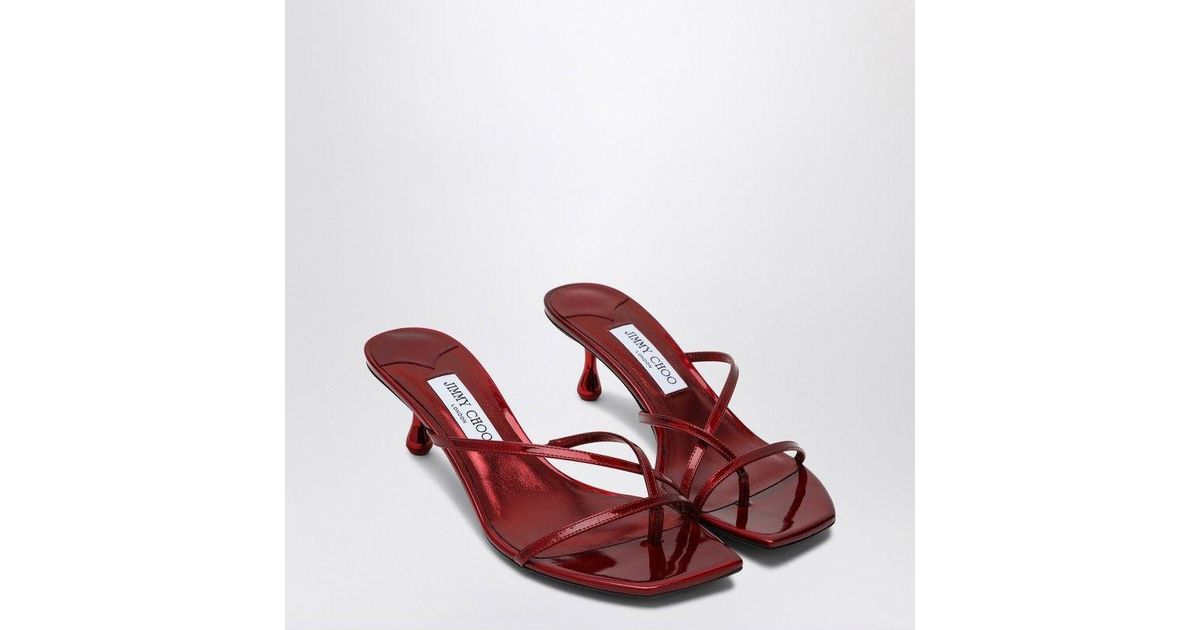 Jimmy Choo Flat 50 Mini Sabot Sandals in Red | Lyst