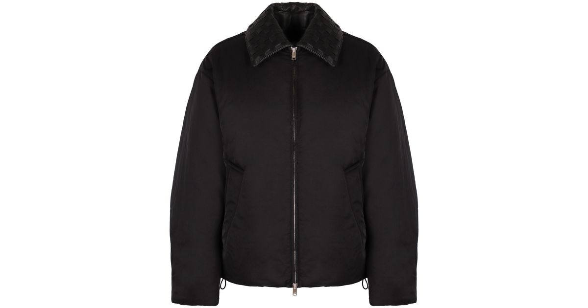 Bottega Veneta Detachable Collar Down Puffer Jacket in Black | Lyst