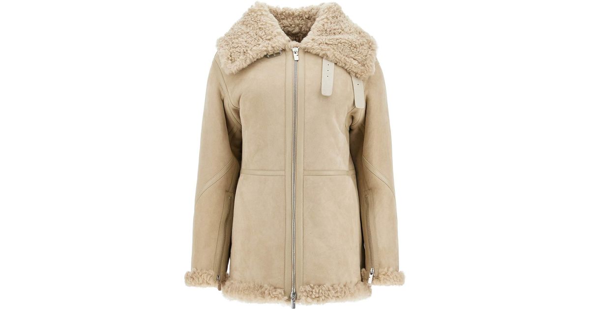Burberry Shearling Aviator Jacket For in Natural | Lyst