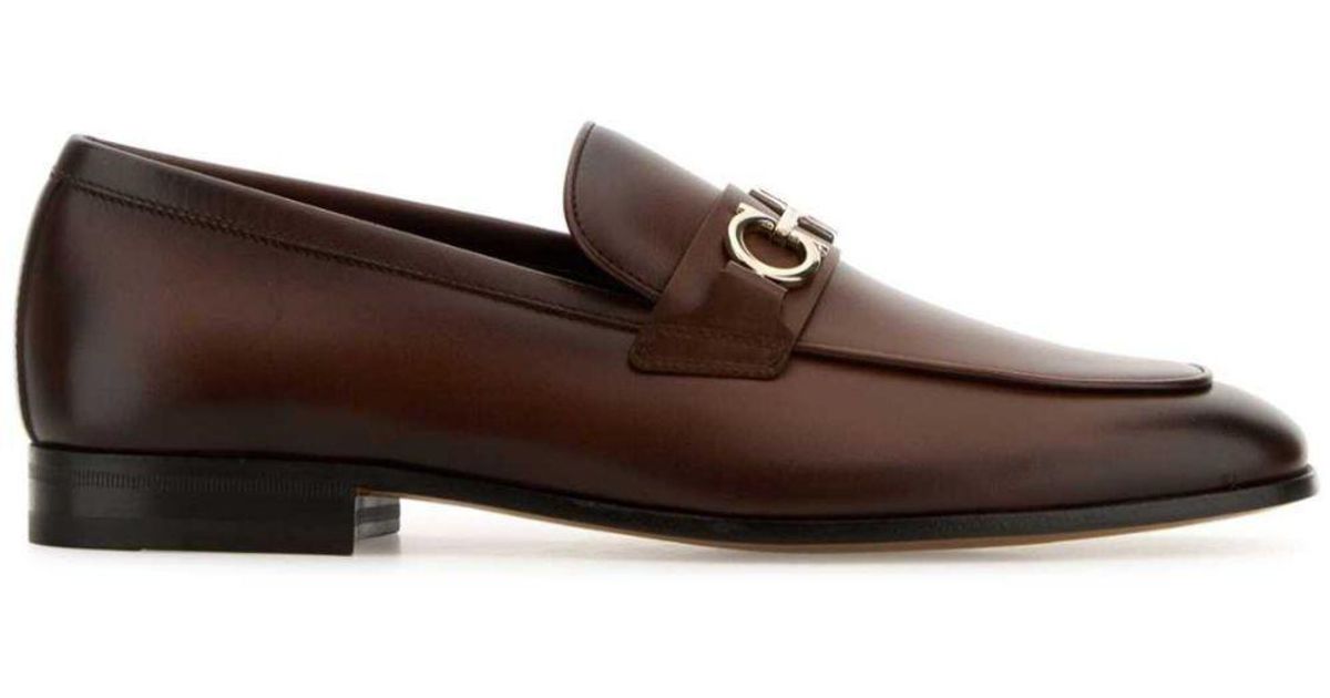 Ferragamo Salvatore Leather Balty Loafers in Brown for Men | Lyst