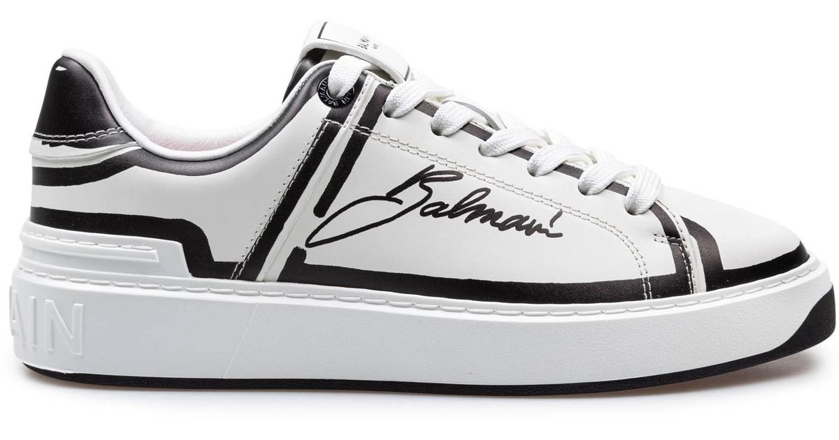 Balmain B-Court 100% Leather Sneaker in White | Lyst