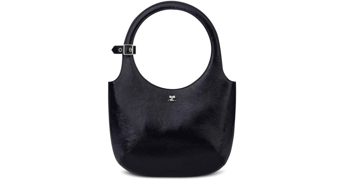 Courreges Elegant Leather Shoulder Handbag in Black | Lyst