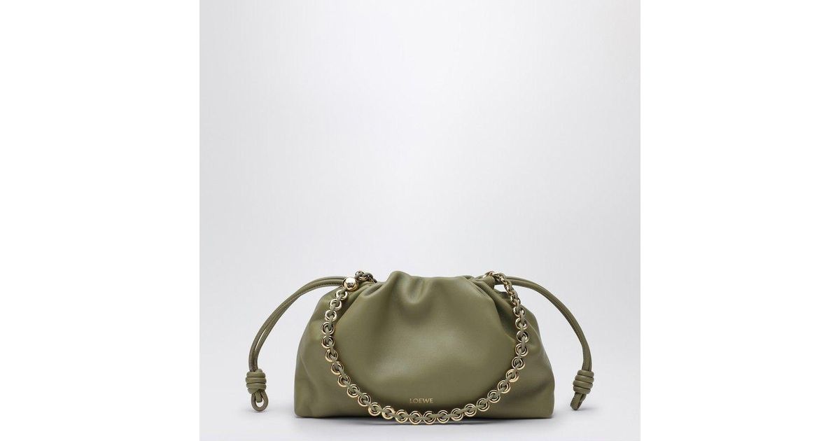 Loewe Ruched Lambskin Mini Bucket Handbag in Green | Lyst