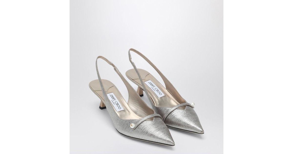 Jimmy Choo Slingback Pumps Amita 45 in Metallic | Lyst