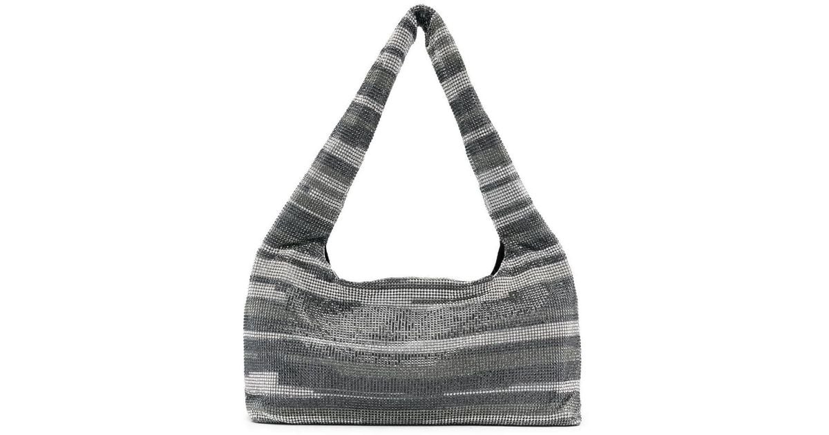 Kara Mini Crystal Mesh Handbag in Gray | Lyst