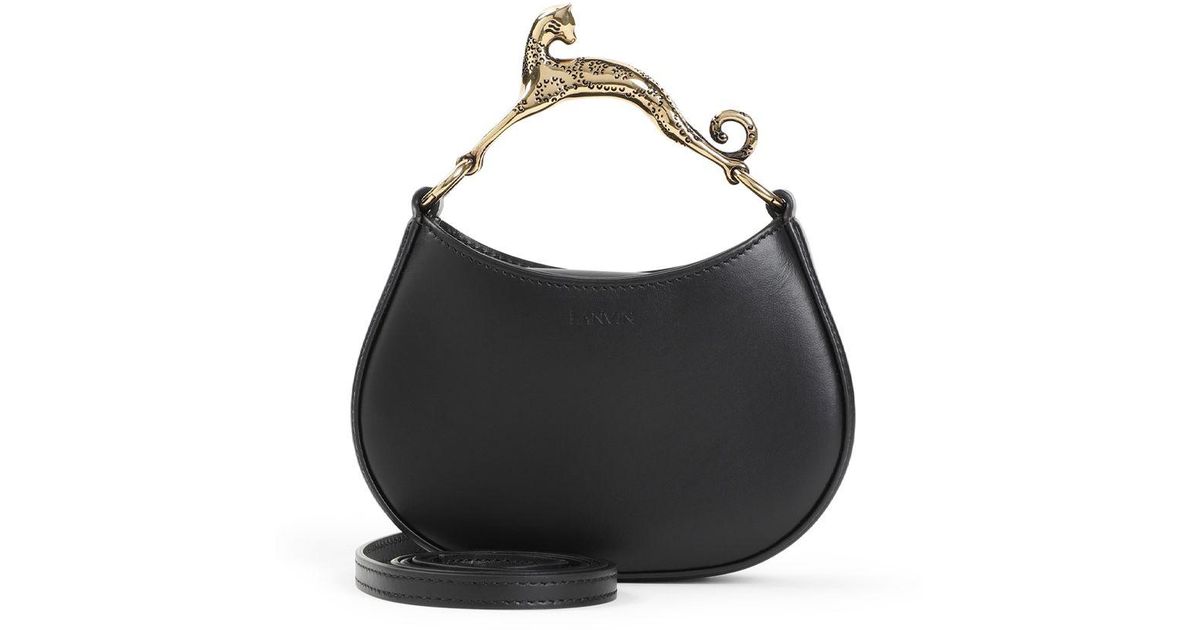 Lanvin Cat Handle Mini Hobo Handbag in Black | Lyst