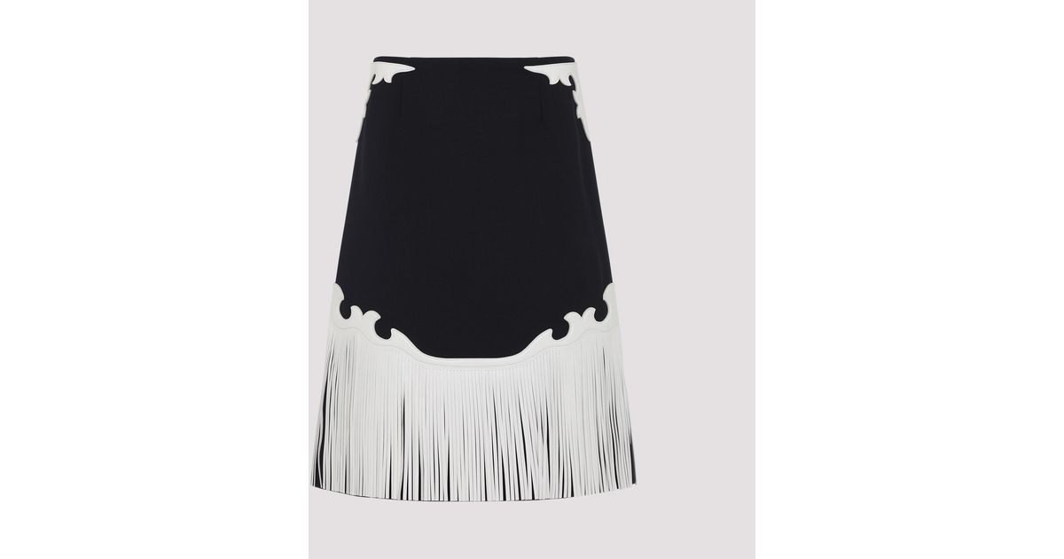 Prada Midi Wool And Leather Skirt in Black for Men | Lyst