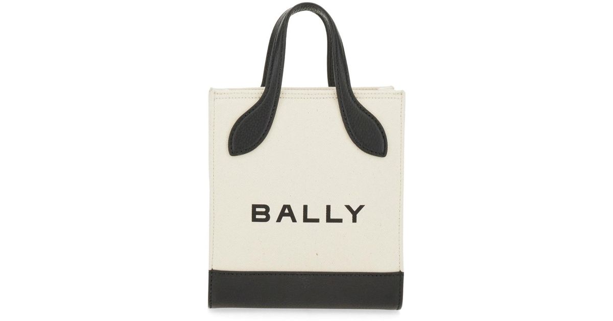Bally Logo Embellished Mini Handbag in Natural | Lyst