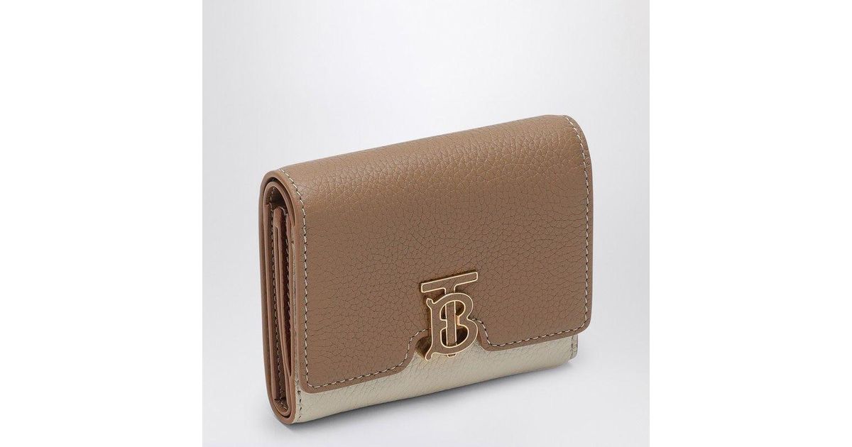 Burberry Mini Trifold Leather Wallet in Brown | Lyst