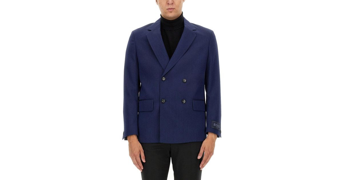 BOSS Classic Double-Breasted Jacket in Blue for Men | Lyst
