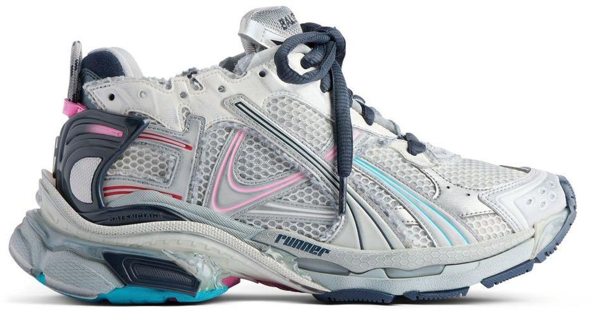 Balenciaga Worn-Out Effect Runner Sneakers in Blue for Men | Lyst