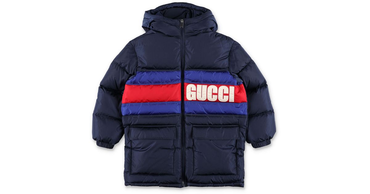Gucci Stylish Long Puffer Down Jacket For Boys in Blue | Lyst